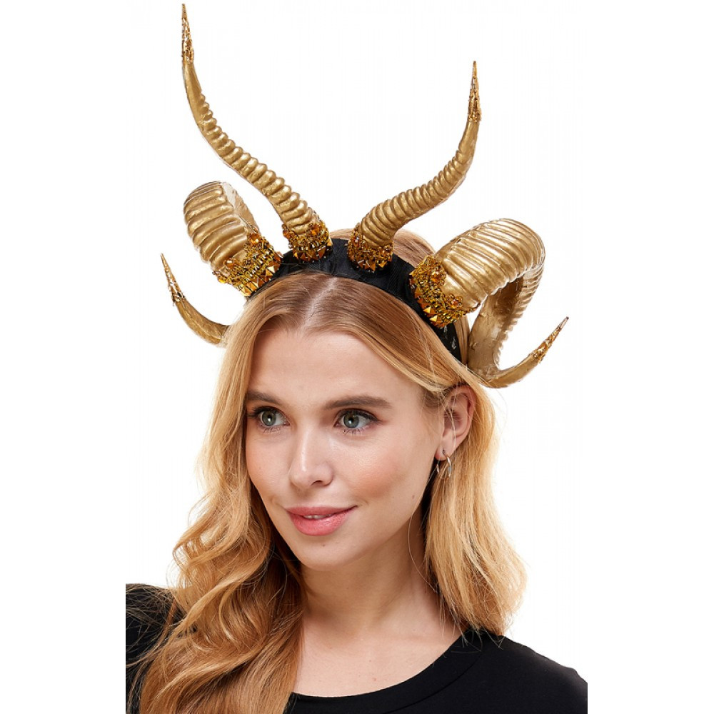 Gold Goat Ram Horns Masquerade Masks Face Mask USA Free Shipping