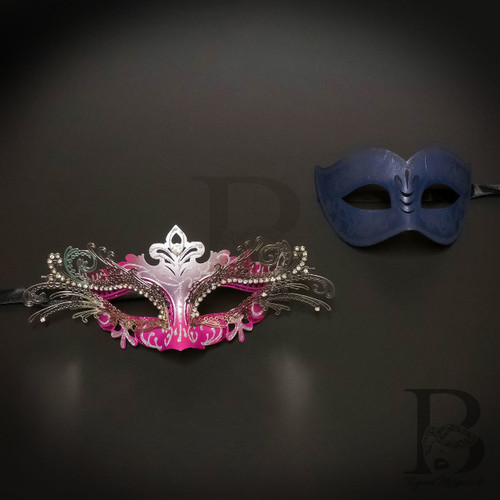 Couple's - Blue Masks - BeyondMasquerade.com