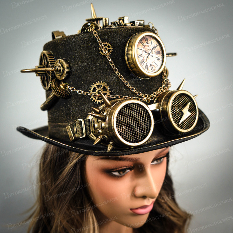 New Black Steampunk Hat Free Shipping USA
