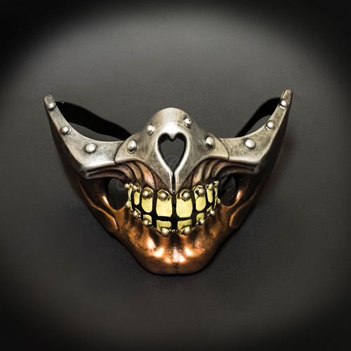 Steampunk Mask with Gold Teeth and Silver Jaw, Shipped Free
