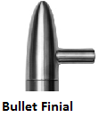 Sextant 1500 Series Door Pull Bullet Finial - Polished Stainless Steel