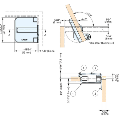 Sugatsune HG-JHM14-S-20WT: Soft-Close Dampening Hinge - White