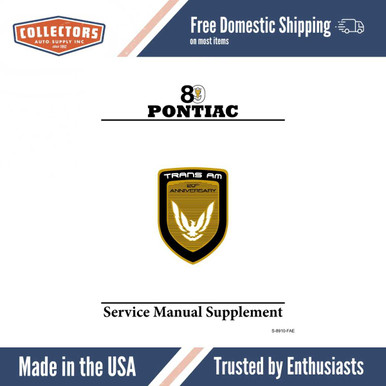 Service Manual for 1989 Pontiac Trans Am DPRGM-292-89TASM-SUP
