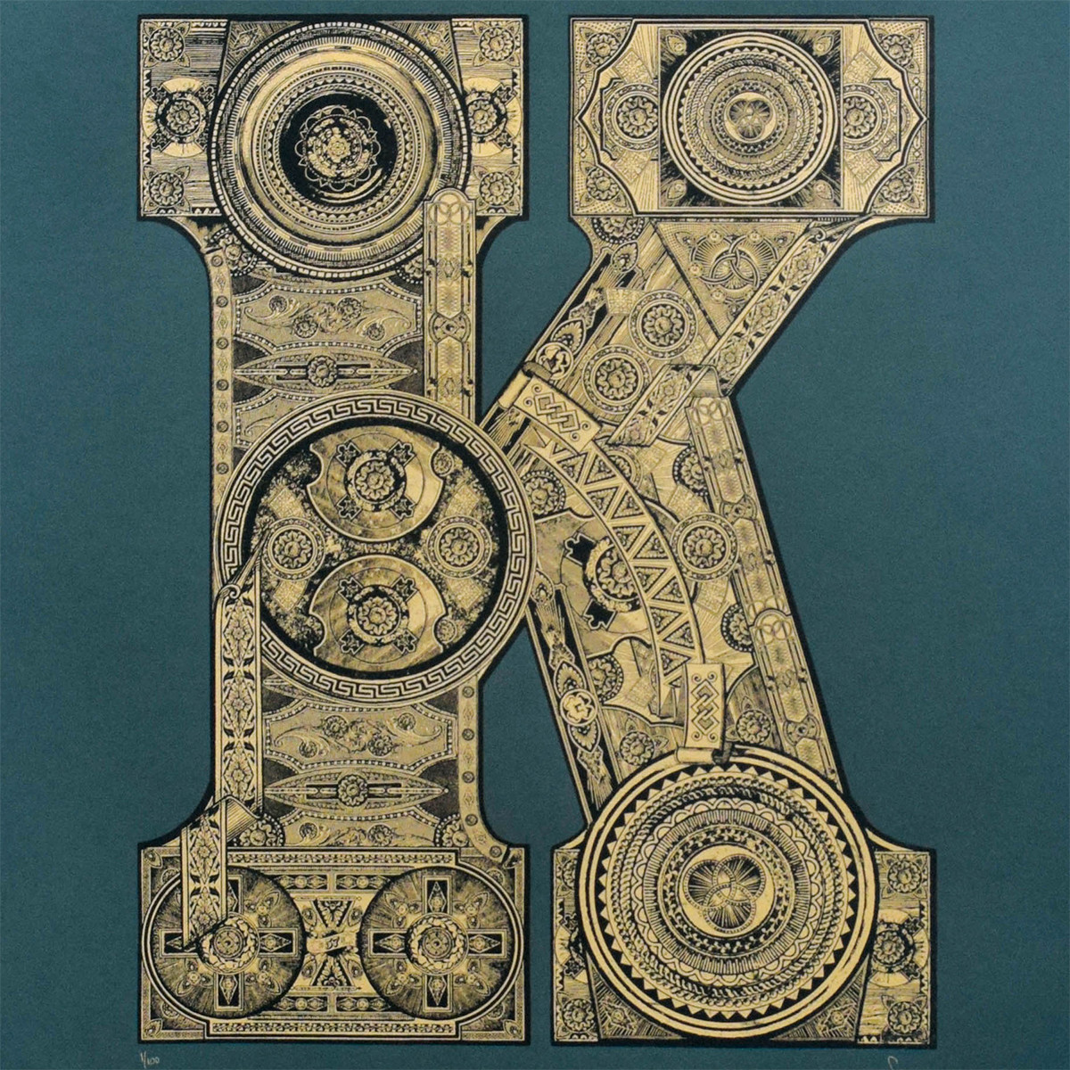 K Illustrated Letter Screen Print by Fiftyseven Design at Of Cabbages ...