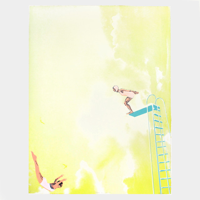 Yellow Diving Board - Nostalgic Swimmers Screen Print by Anna Marrow at ...