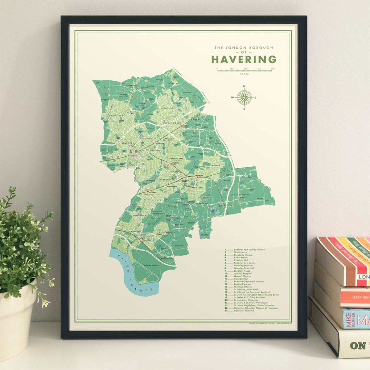 Havering Map (London Borough) Art Print by Mike Hall at Of Cabbags and ...