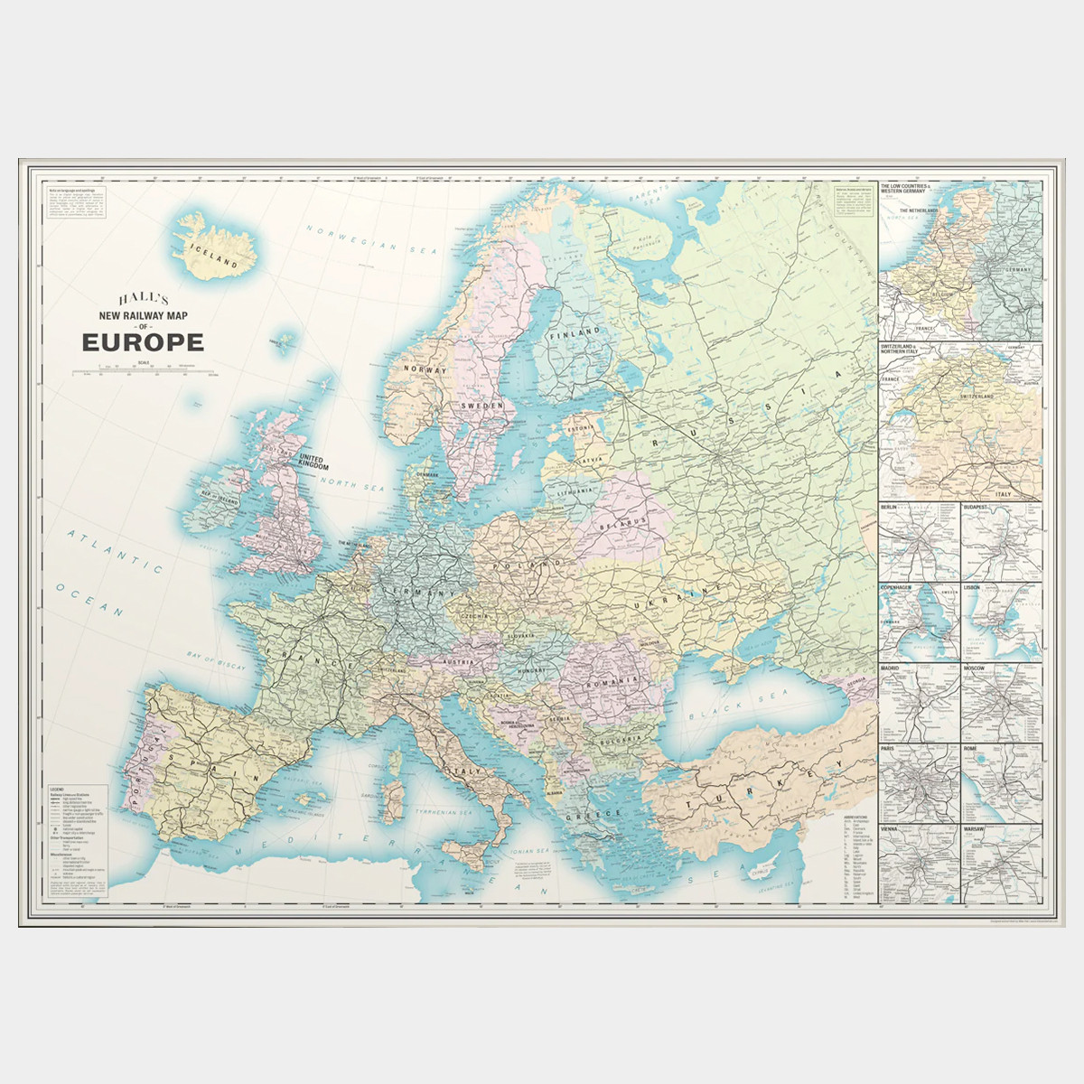 Large Wall Antique Style Map of Europe Art Print With Current Borders ...