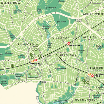 Havering Retro Map Print by Mike Hall at Of Cabbags and Kings