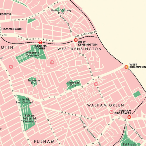 Hammersmith and Fulham Map (London Borough) Art Print by Mike Hall at ...
