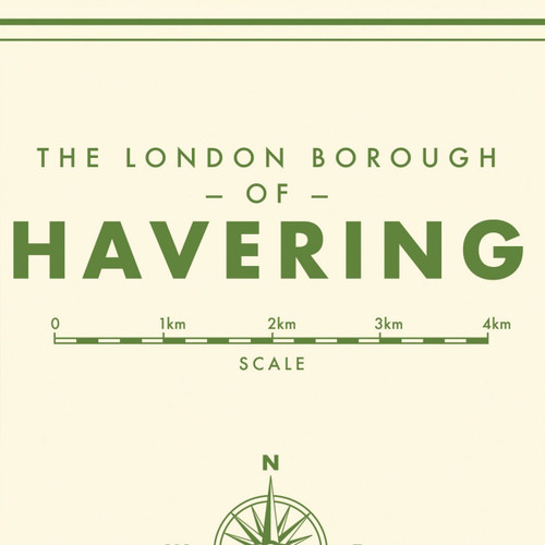 Havering Map (London Borough) Art Print by Mike Hall at Of Cabbags and ...