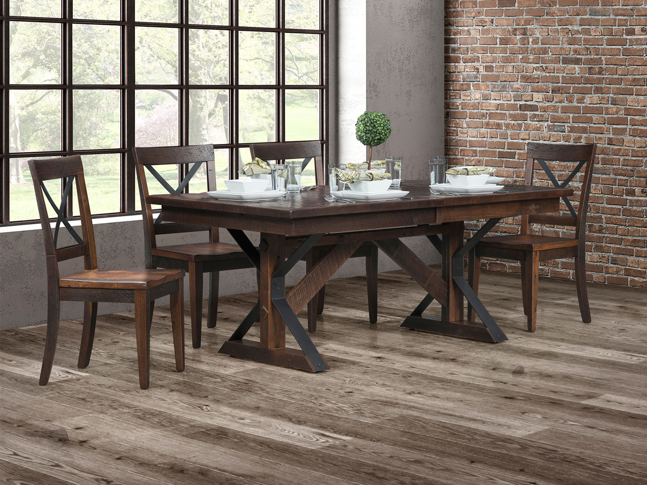 Marlow reclaimed barnwood 42" x 72" table with 2-leaves