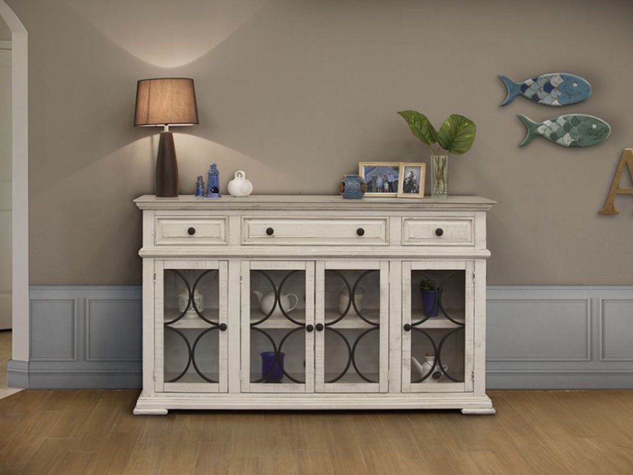 Bonanza Console with 4 glass panel doors