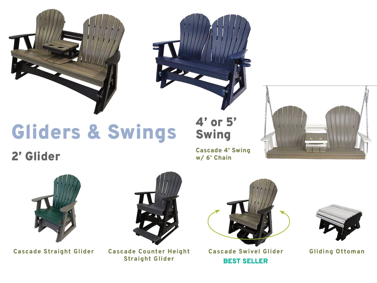 Tru180 Cascade chair collection: Swivel Glider