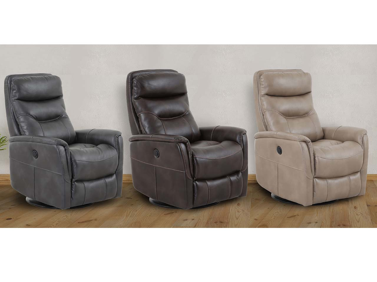 Gemini Swivel Recliner with Power Recline- Truffle Brown