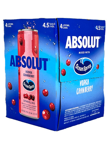 Absolut Cranberry Vodka Cocktail 4-Pack Can
