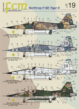 FCM F-5E FAB (7 versions) Decals 1:32 Scale