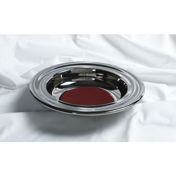 Silver Offering Plate w/Red Felt - The KJV Store