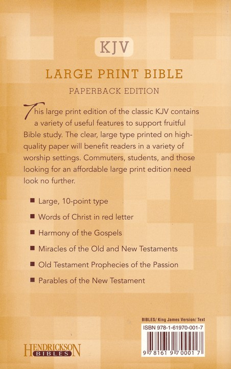 KJV Large Print Paperback Bible (Hendrickson) - The KJV Store