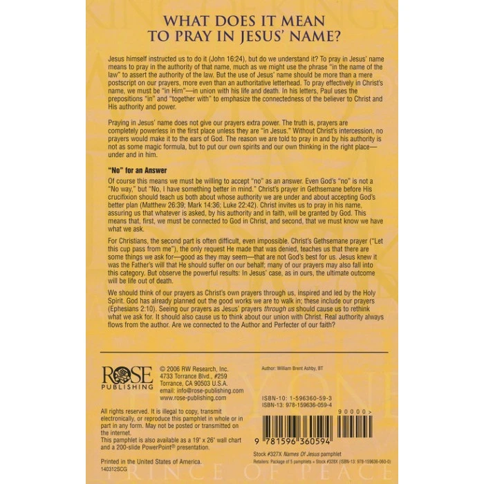 Names of Jesus - Pamphlet - The KJV Store