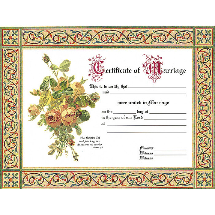 Marriage Certificate - Roses - The KJV Store