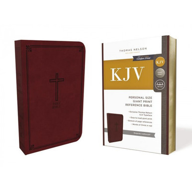 KJV Personal Size Giant Print Reference Bible - Burgundy Cross (Nelson ...