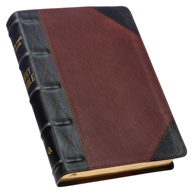 KJV Giant Print Bible - Genuine Leather - Tawny and Dark Brown - Thumb ...