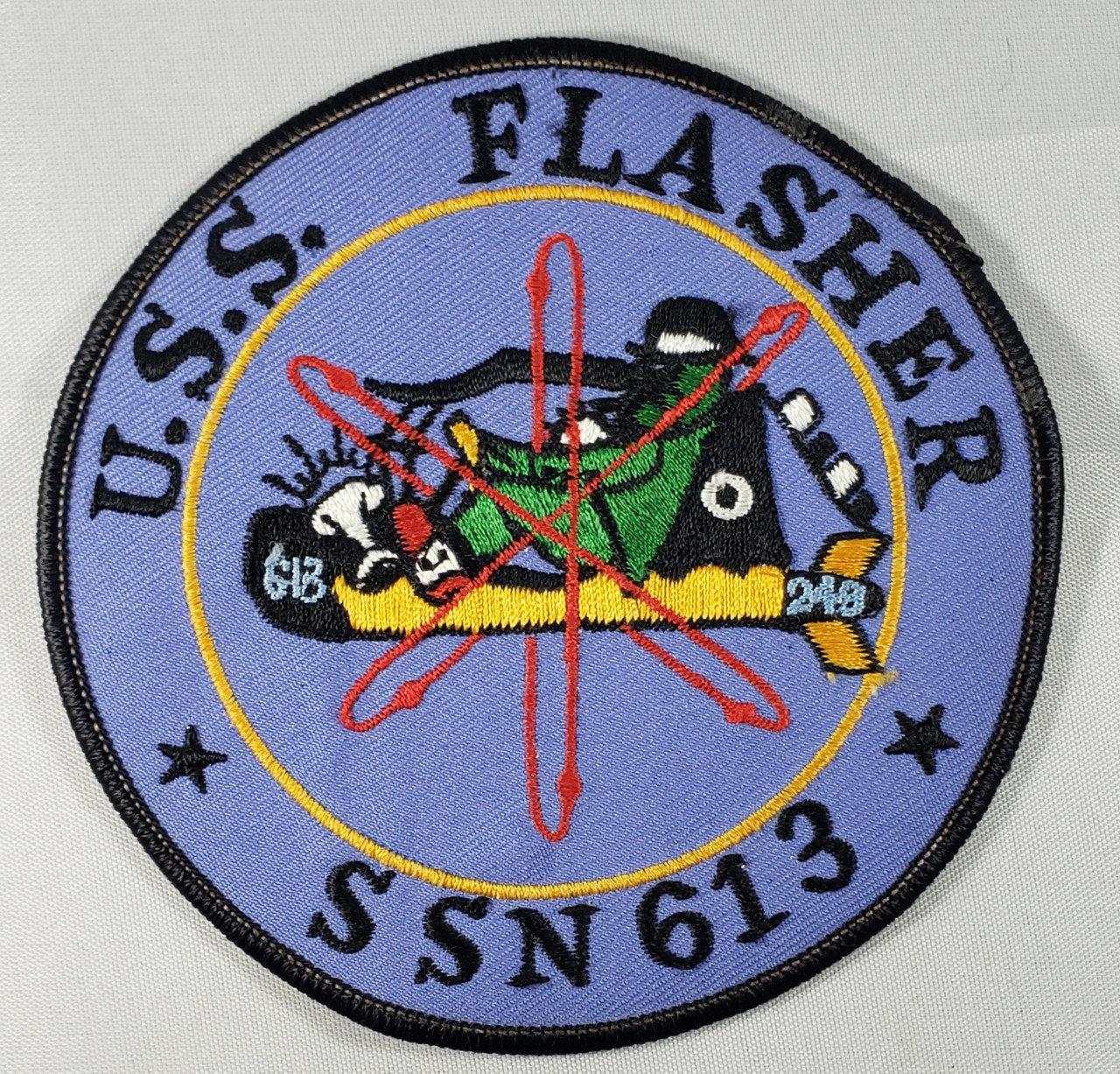 USS Flasher SSN 613 Submarine 60-92 Blue Border Patch