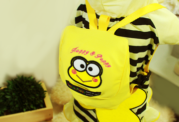 Luxury Designer Dog Backpack for Clothes Shirt- Yellow Froggy Picnic ...