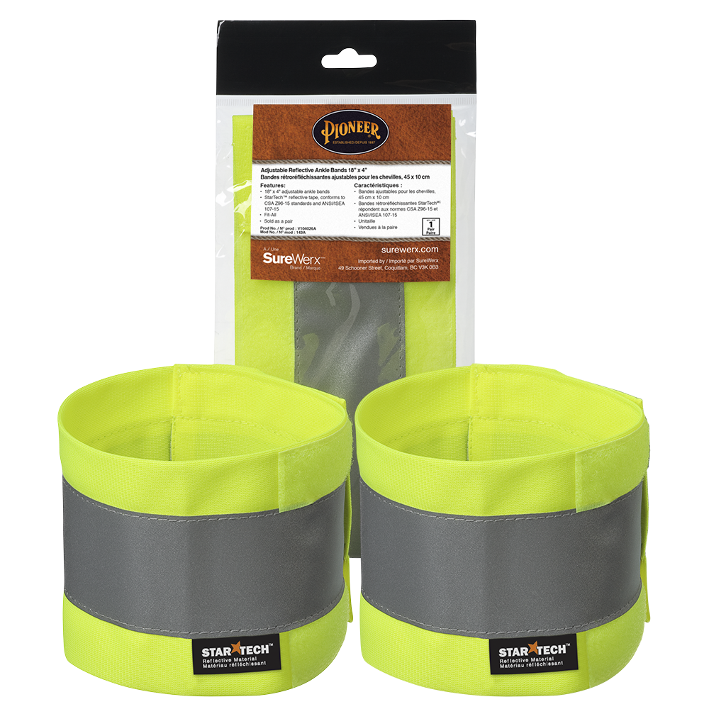 Adjustable Reflective Ankle Bands 18" x 4" - pair | Pioneer 143A