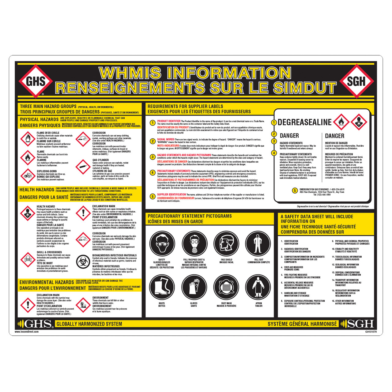GHS Information Wall Chart - English/French - 24" x 18 - Safety ...