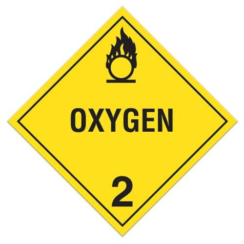 Class 2 "Oxygen 2" Sign (Pack of 100 pcs) - Safety Supplies Canada