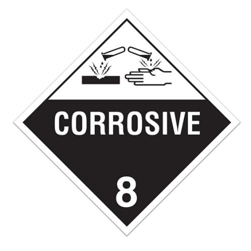 Class 8 "Corrosive 8" Sign (Pack of 100 pcs) - Safety Supplies Canada