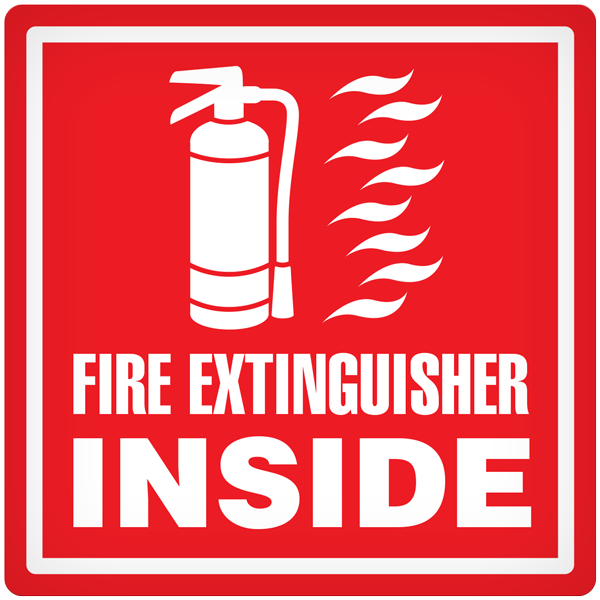 Fire Ext. Inside - 4" x 4" Vehicle Safety Decal - 25/pkg - Safety ...