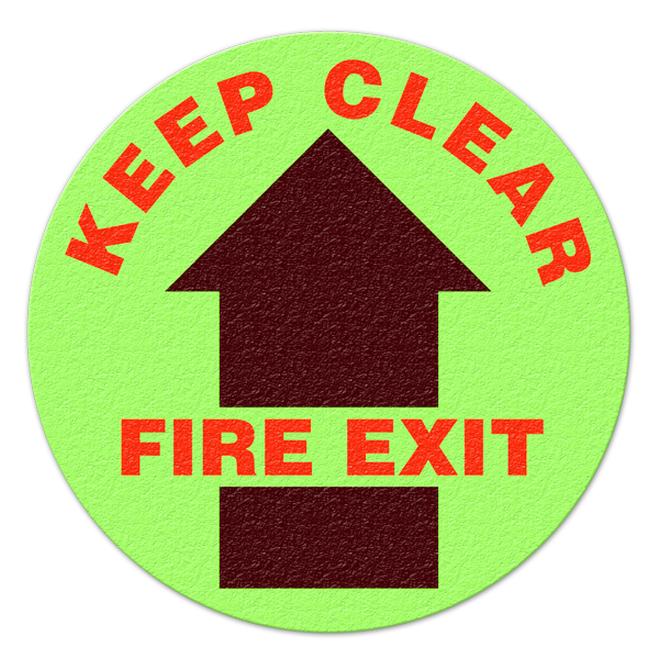 KEEP CLEAR FIRE EXIT (Glow) - Floor Sign - Safety Supplies Canada