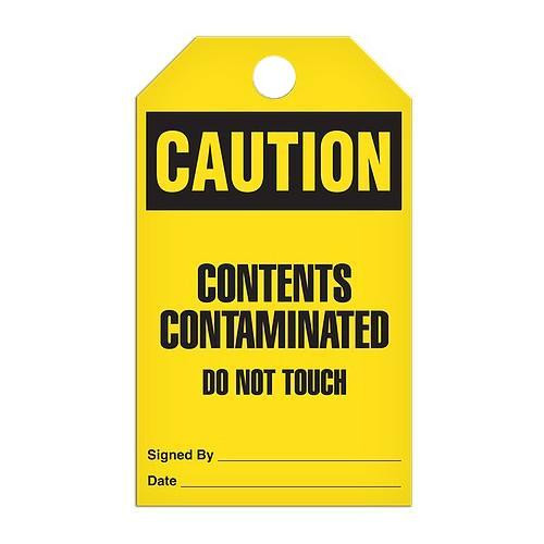 Caution "Contents Contaminated Do Not Touch" Tag - 25/pkg - Safety ...