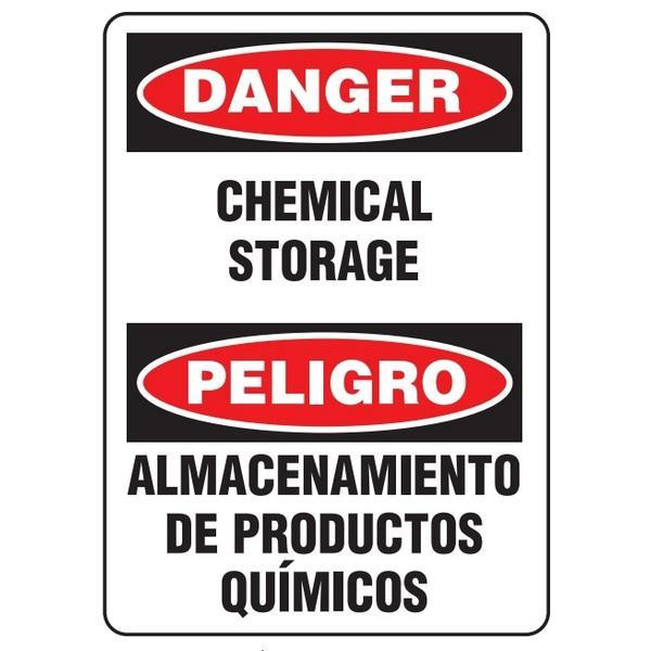 Bilingual Danger "Chemical Storage" Safety Sign - 10" x 14" - Safety ...