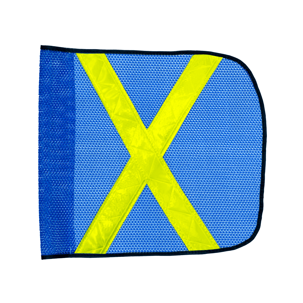 Heavy Duty Blue Mesh Safety Flag (Yellow X) - Safety Supplies Canada