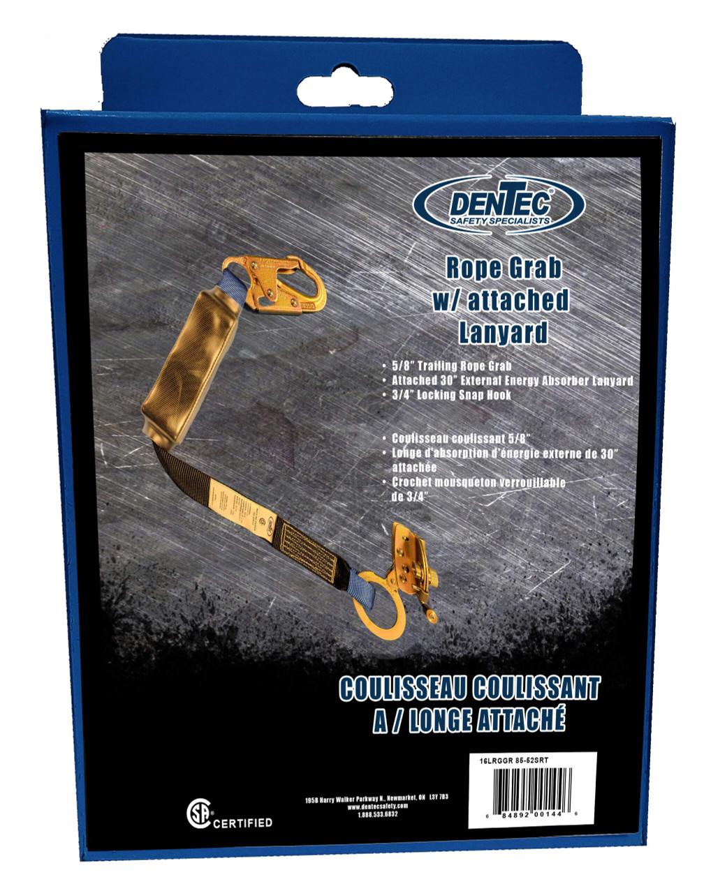 5/8" Trailing Rope Grab With Attached 30" Energy Absorber Lanyard / 3/4 ...