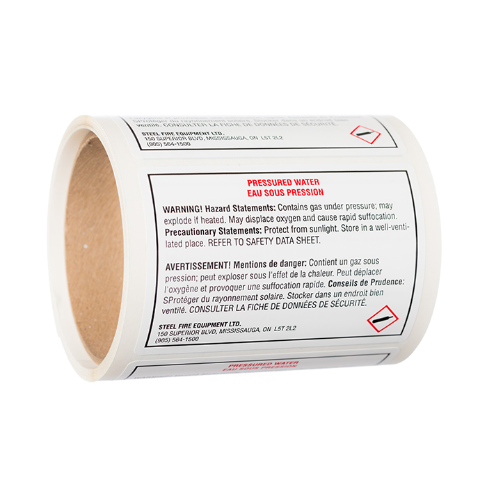 WHMIS Label - Pressure Water Blank Label - SDS Format - Safety Supplies ...