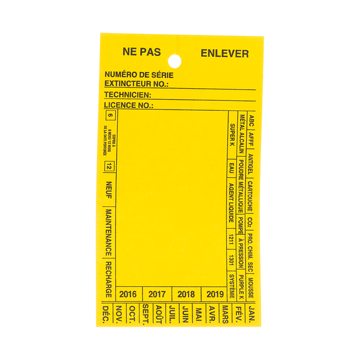 Blank Service Tag, Yellow - Safety Supplies Canada
