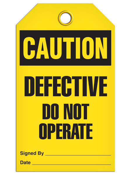 Caution - Defective Do Not Operate | Pack of 25 | INCOM TG3018
