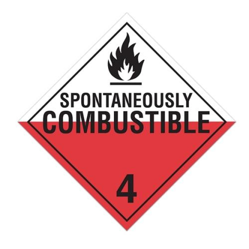 Class 4.2 "Spontaneously Combustible 4" Sign (Pack of 100 pcs) - Safety ...