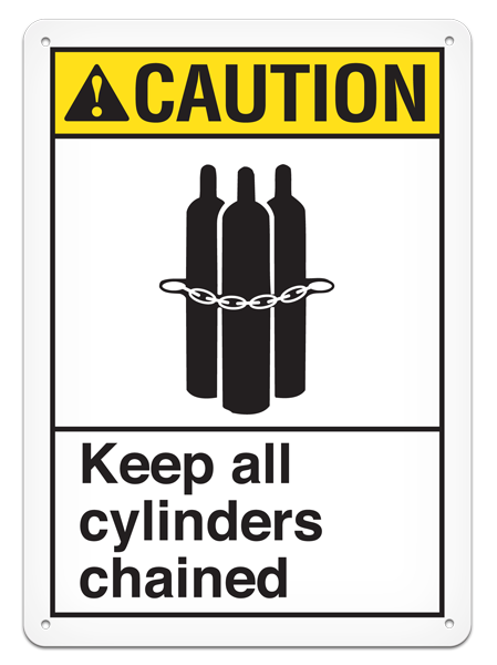 CAUTION - Keep All Cylinders Chained Sign - 10"x14" - Safety Supplies ...