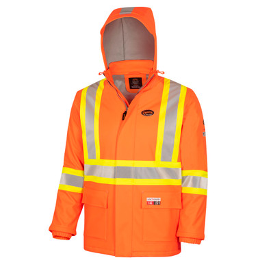 Hi-Vis Flash-Gard® FR/ARC-Rated Waterproof Jacket with Hood - Hi-Vis ...