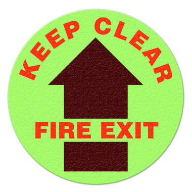 KEEP CLEAR FIRE EXIT (Glow) - Floor Sign - Safety Supplies Canada