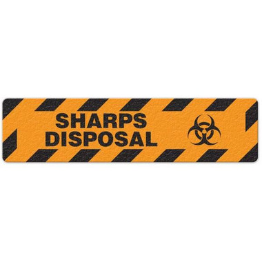 "Sharps Disposal" - 6"x24" Floor Sign 6/pkg - Safety Supplies Canada