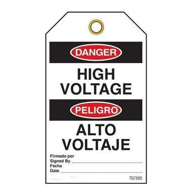 Danger "High Voltage" Bilingual E/S Tag - 25/pkg - Safety Supplies Canada