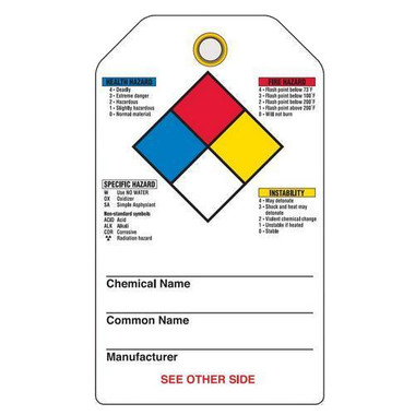 NFPA Hazardous Material Tags "Chemical Name" - 25/pkg - Safety Supplies ...