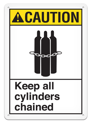 CAUTION - Keep All Cylinders Chained Sign - 10"x14" - Safety Supplies ...