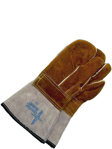 Premium Brown Split Leather 1 Finger Welders Gauntlet - Safety Supplies ...